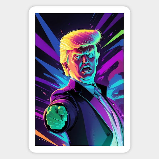 Vibrant Neon-Style Digital Illustration of Donald Trump - Donald Trump ...