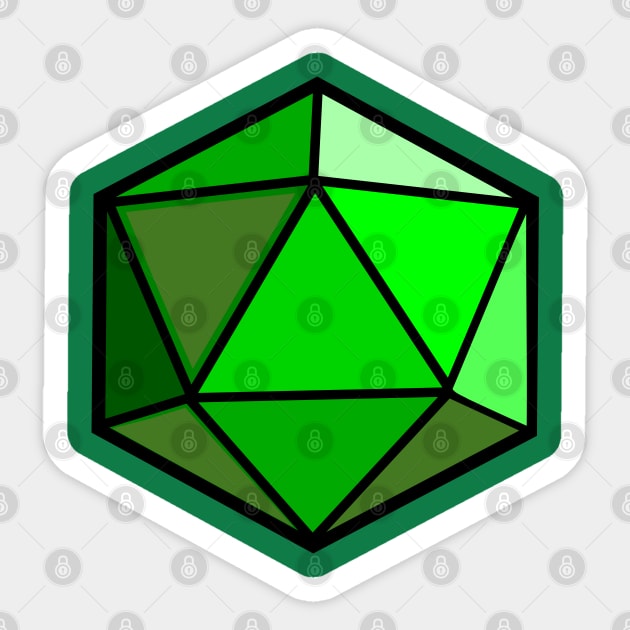 D20 Polyhedral Dice - Green - D20 Dice Green - Sticker | TeePublic