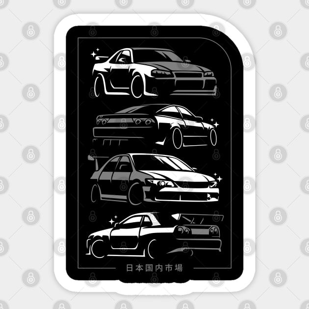JDM cars on gray - Jdm Car - Sticker | TeePublic