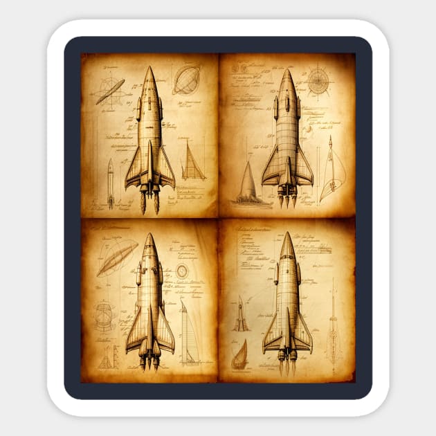 Rocket Shuttle Drawing - Rockets - Sticker | TeePublic