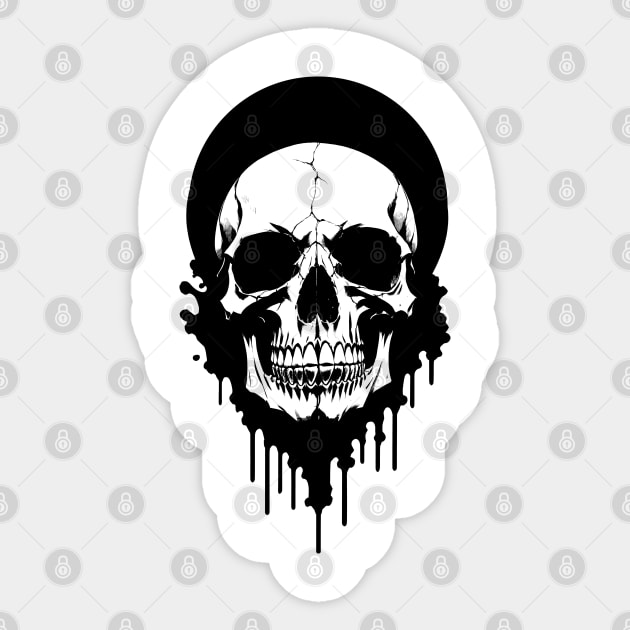 Black and White Skull Ink Art - Skull Ink - Sticker | TeePublic