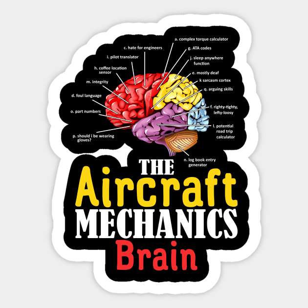 The Aircraft Mechanics Brain - Aviation - Sticker | TeePublic