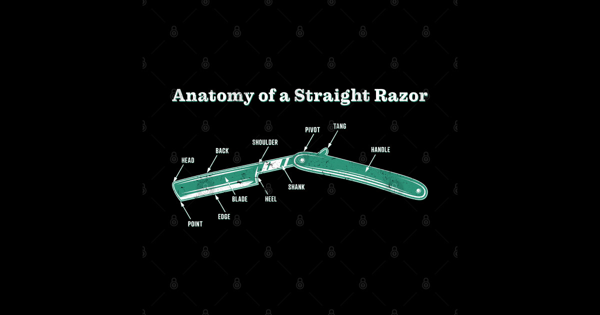 Anatomy of a Straight Razor - Straight Razor - Sticker | TeePublic