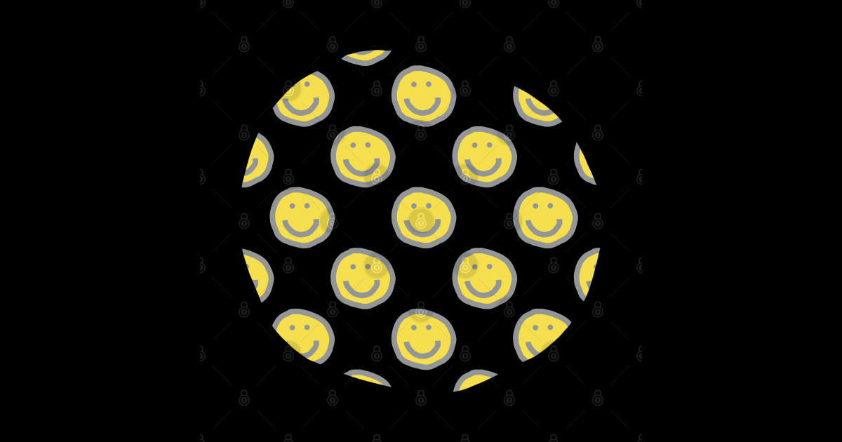 Illuminating Yellow Round Happy Face with Smile Pattern - Yellow ...