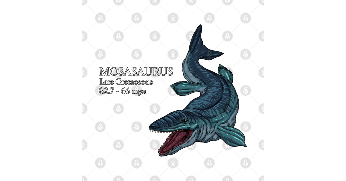 Realistic drawing of the Mosasaurus - Mosasaurus - T-Shirt | TeePublic