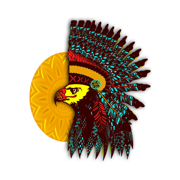 Tribal Native American Eagle with Headdress - Tribal Eagle - T-Shirt ...