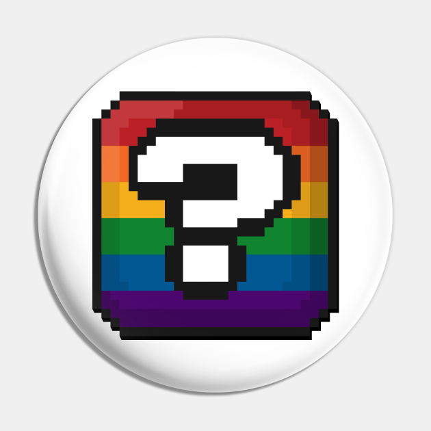 LGBTQ Pride Rainbow Pixel Question Mark Box - Lgbt Pride - Pin | TeePublic