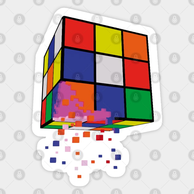 Rubik's Cube Pixel Art - Rubiks Cube - Sticker | TeePublic