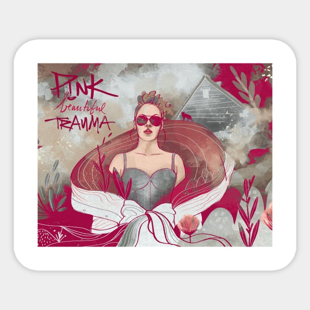 Woman Beautiful trauma - Trauma - Sticker | TeePublic