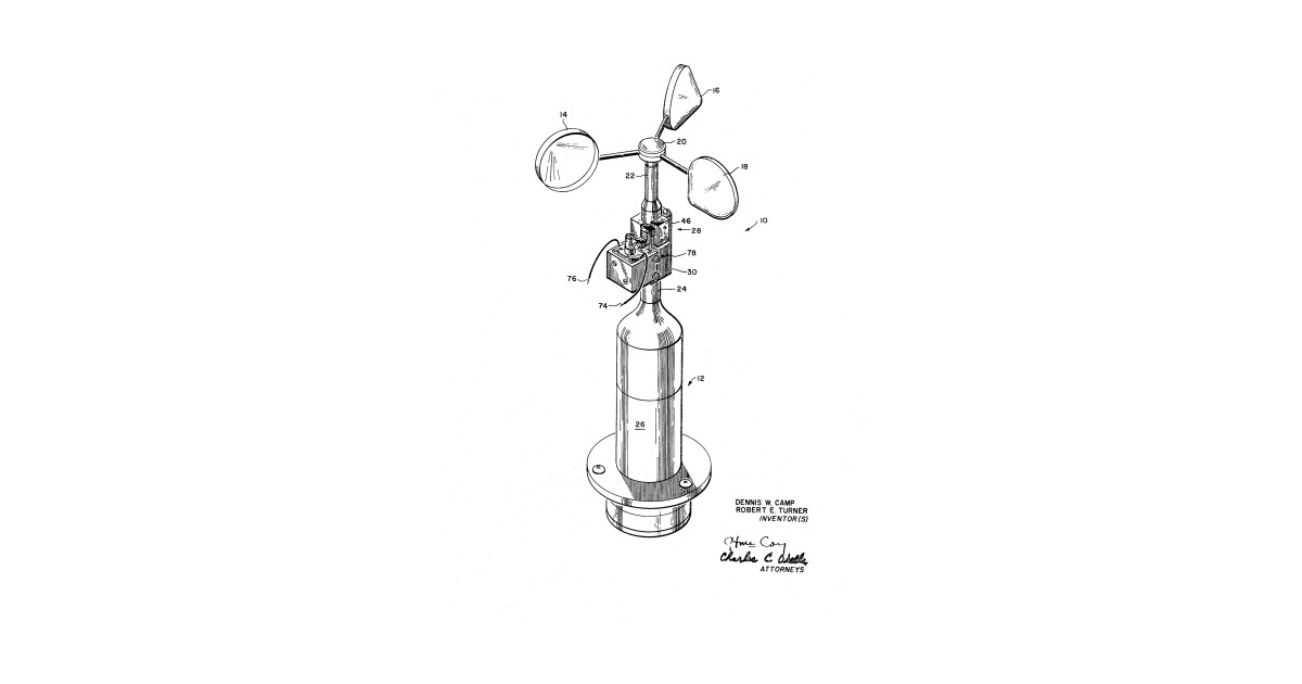Anemometer with Braking Mechanism Vintage Patent Drawing - Patent - T ...