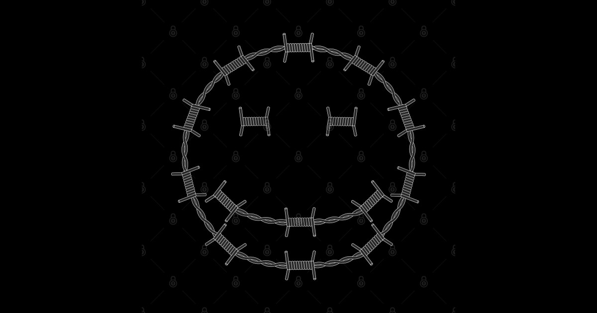 Barbed Wire Smiley - Smiley - Sticker | TeePublic