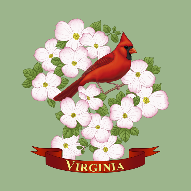 Virginia State Cardinal Bird and Dogwood Flower - Birds - Tank Top ...