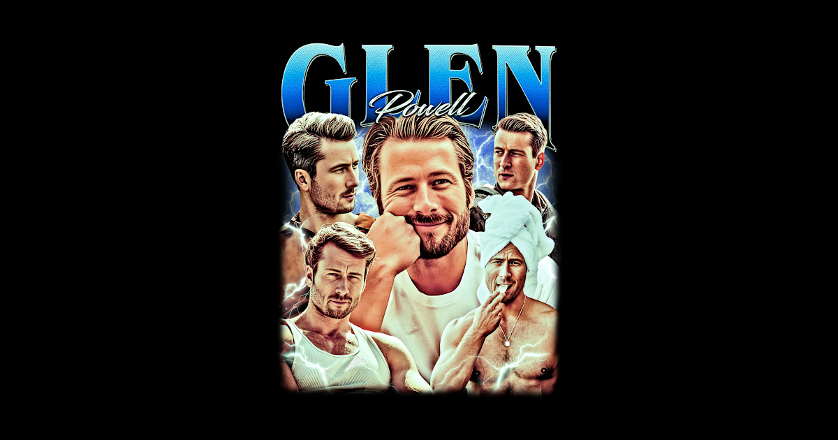 Glen Powell Bootleg Vintage Tshirt - Glen Powell - Sticker | TeePublic