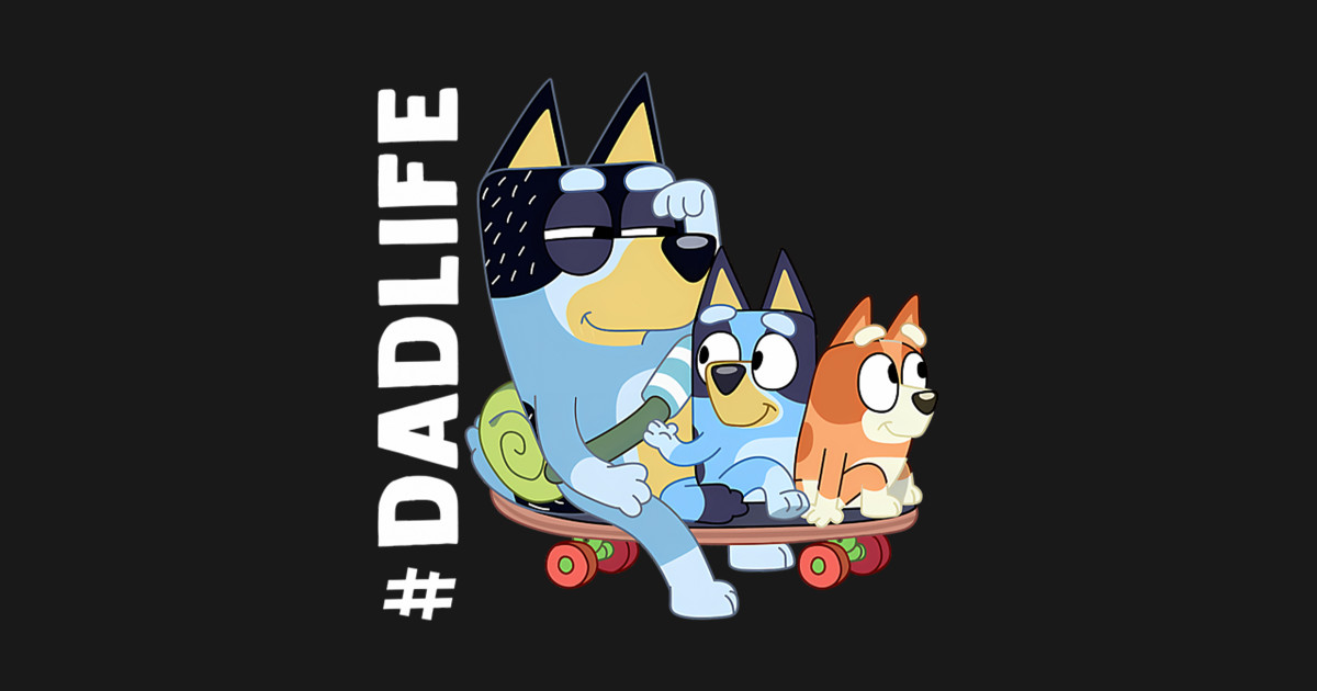 Vintage Cartoon Bluey Funny Family Dog Dad Life - Bluey - T-Shirt ...