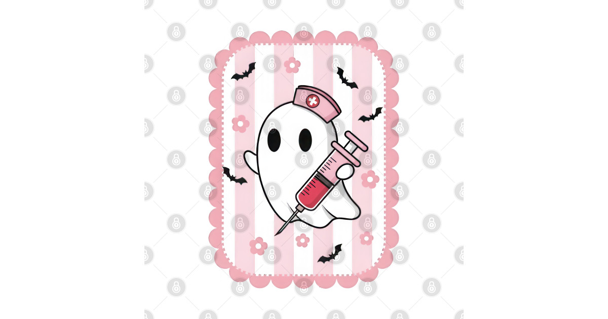 Cute Ghost Nurse with Syringe - Ghost Nurse - T-Shirt | TeePublic