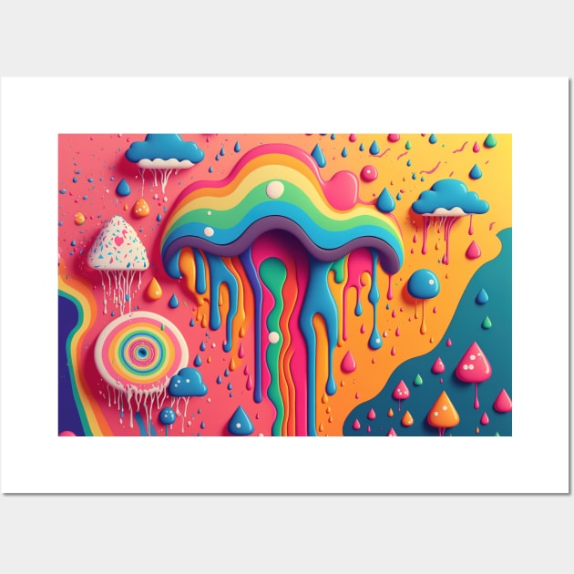 Psychedelic Paint Drip Rainbow Rain Clouds 1 - Psychedelia - Posters ...