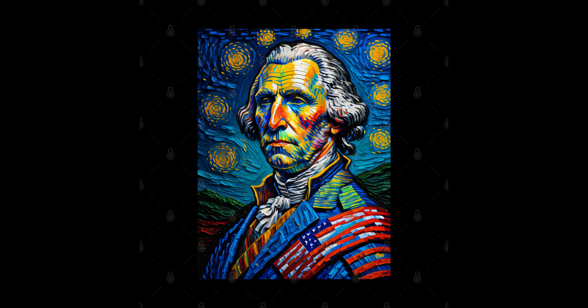 George Washington in starry night - George - Sticker | TeePublic