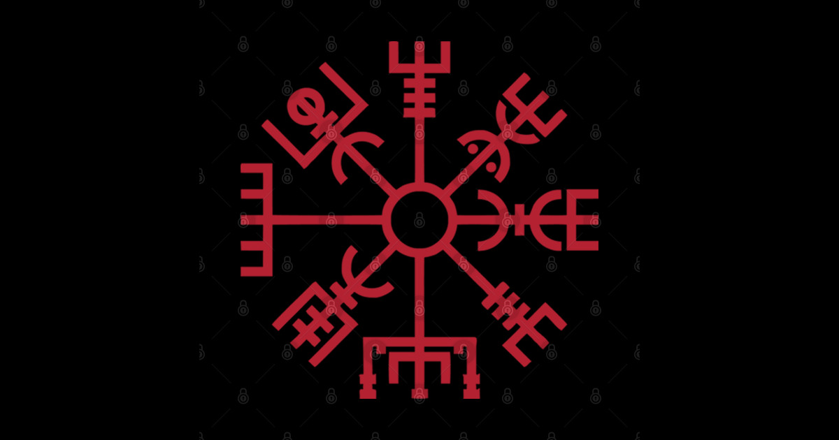 Vegvisir Norse Viking Compass Pagan Wayfinder Red - Vegvisir - Sticker ...
