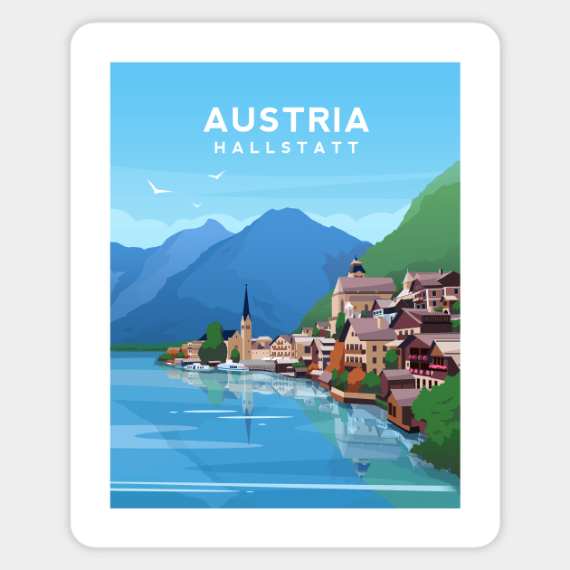 Austria - Hallstatt Landscape - Austria - Sticker | TeePublic