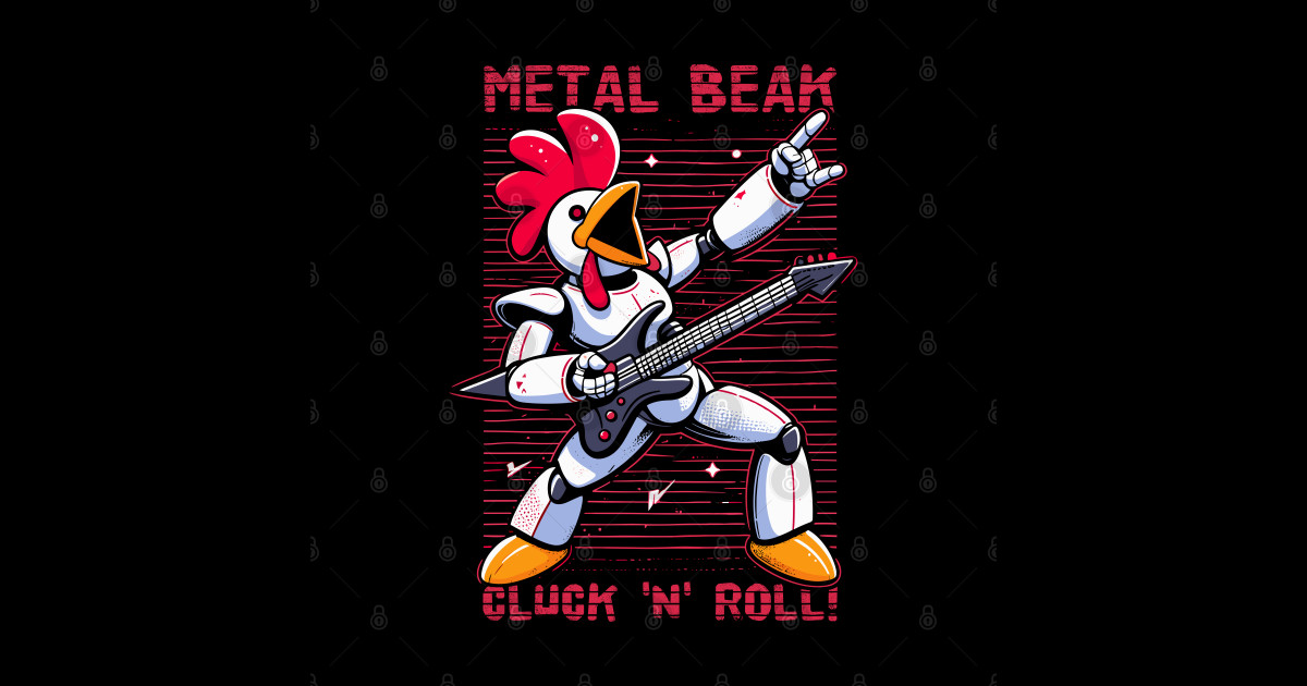 Metal Beak Cluck 'n' Roll! - Metal Beak - Sticker | TeePublic
