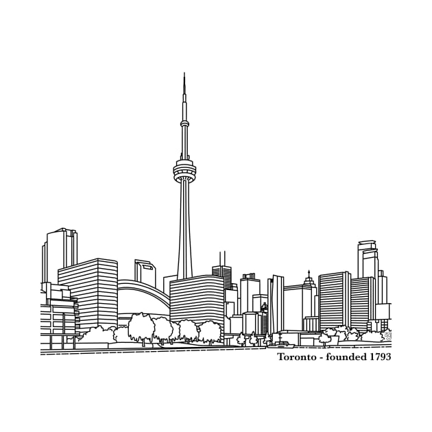Toronto CN Tower and Skyline Outline - Line - T-Shirt | TeePublic