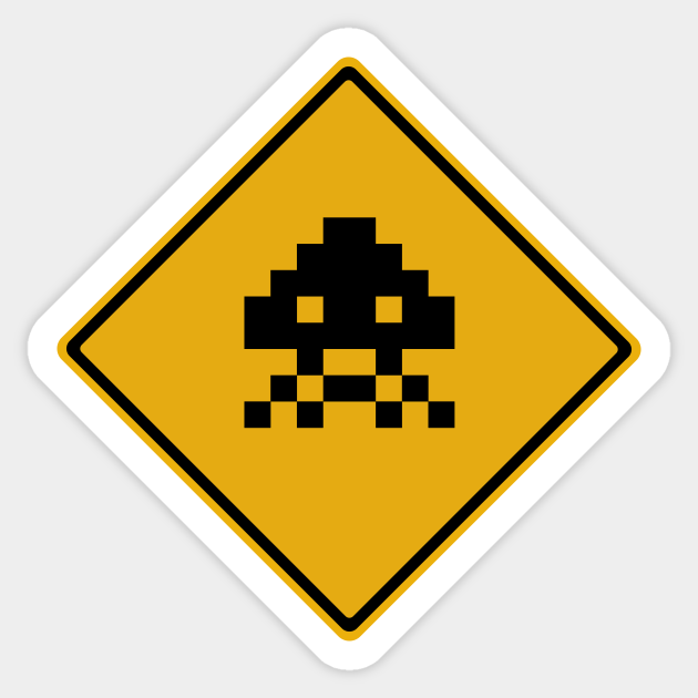 Invader 03 Silhouette Road Sign - Invaders - Sticker | TeePublic