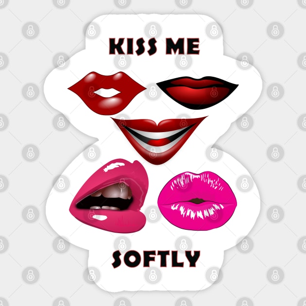 Kiss Me Softly Cartoon Illustration - Kiss Me - Sticker | TeePublic