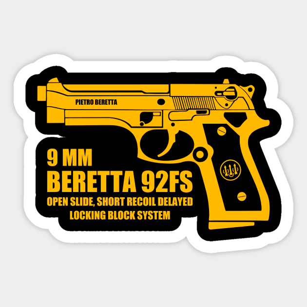 Beretta 9mm - Handgun - Sticker | TeePublic