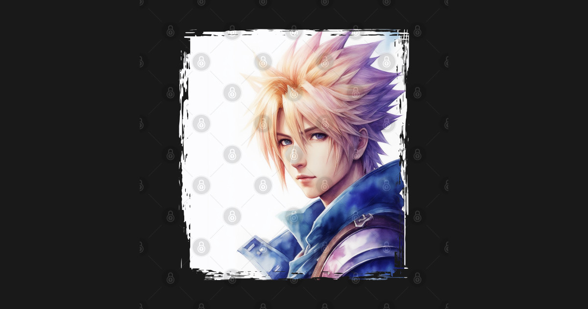 Watercolor of Cloud Strife from Final Fantasy VII - Cloud Strife - T ...
