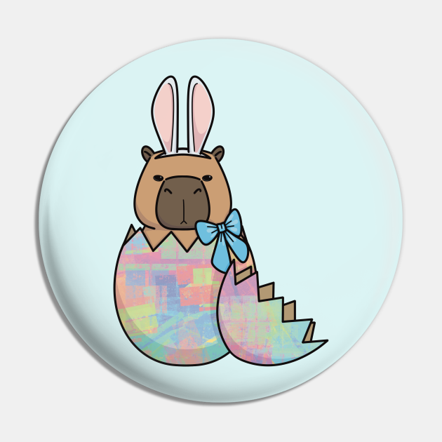 Capybara Bunny Hatching Easter Egg - Happy Easter Egg - Pin | TeePublic