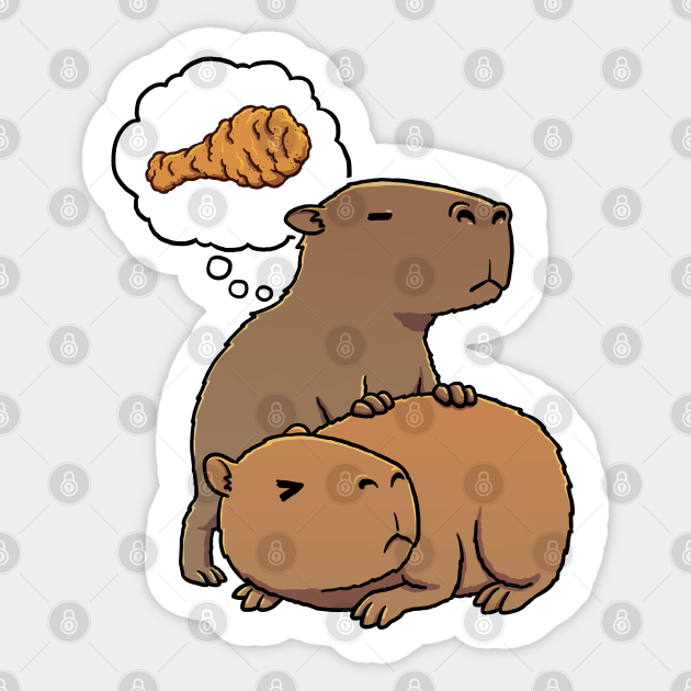 Capybara hungry for Fried Chicken Drumstick - Capybaras - Sticker ...