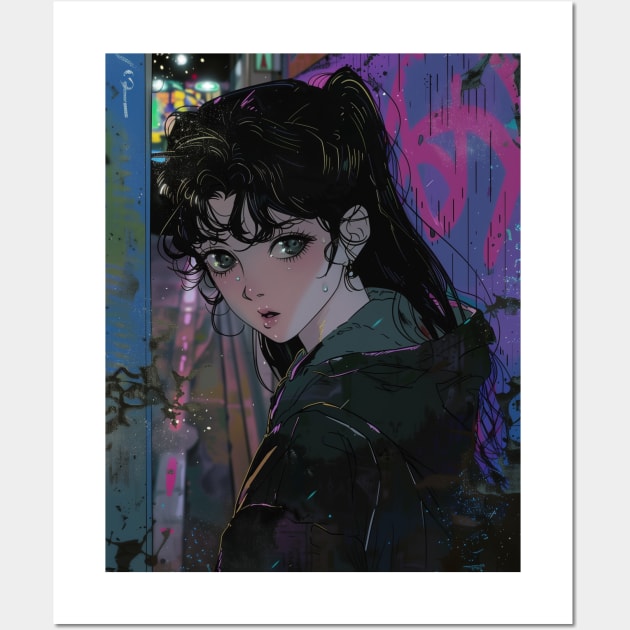 Retro Anime Girl Goth Night 70s 80s 90s Nightcore - Anime Goth ...