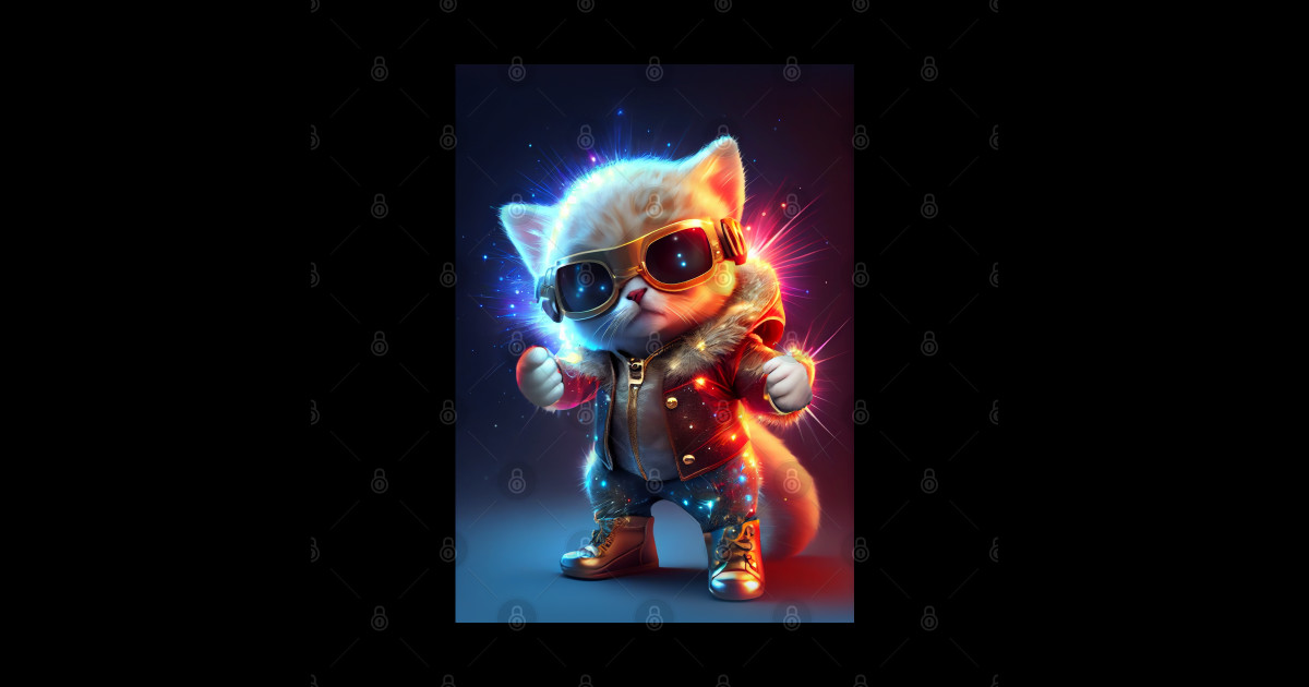 Cute Cosmic Cat - Anime Art design - Cute Cat - Sticker | TeePublic