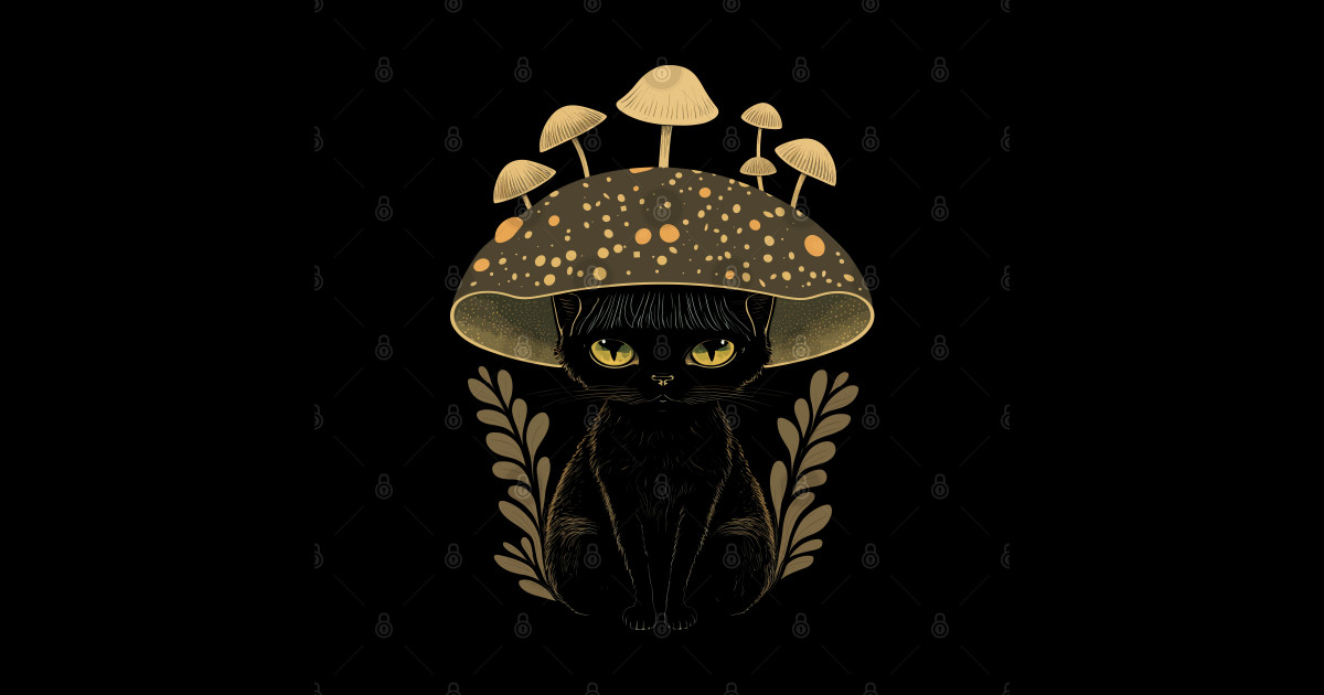 Cute Cottagecore Aesthetic Cat Mushroom Women Kids - Cottage Core Cat ...