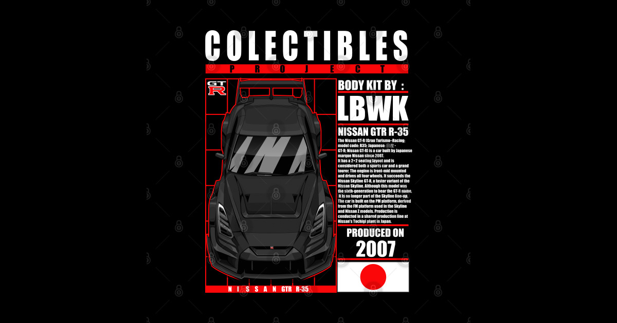 JDM LIBERTYWALK NISSAN GTR R-35 BLACK - Nissan Gtr R35 - Sticker ...
