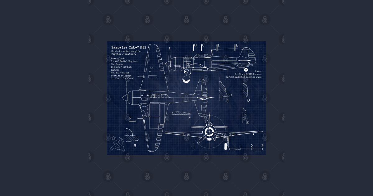 Yak7 M82 Blueprint - Cccp - T-Shirt | TeePublic