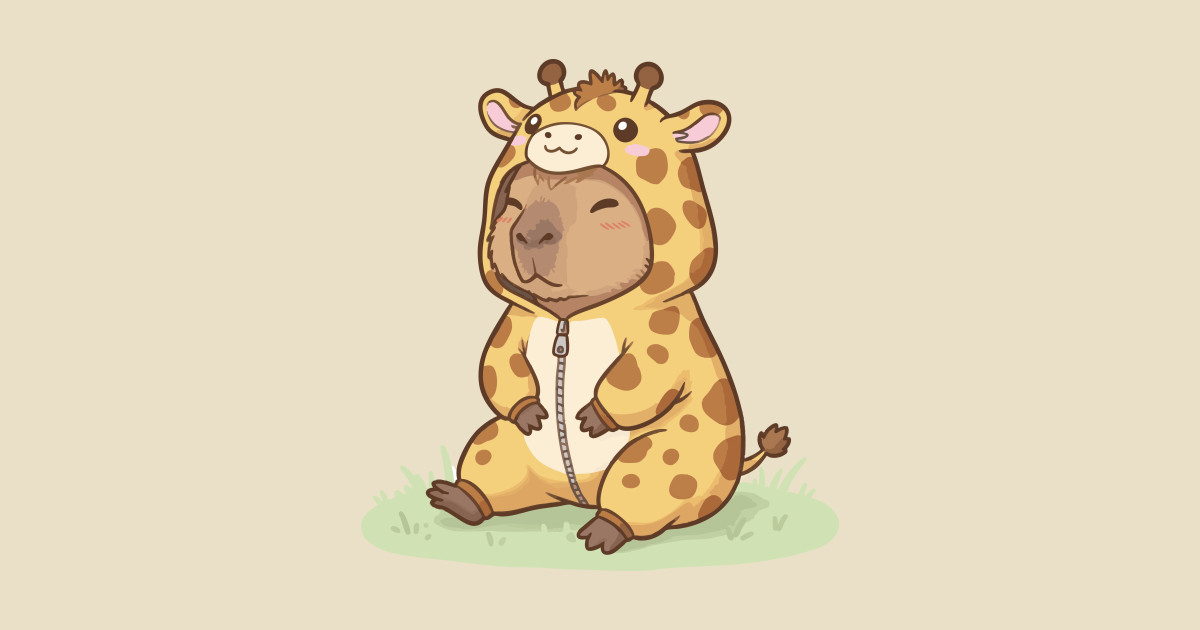 Cute Capybara in Giraffe Costume - Funny Animal Art - Capybara - T ...