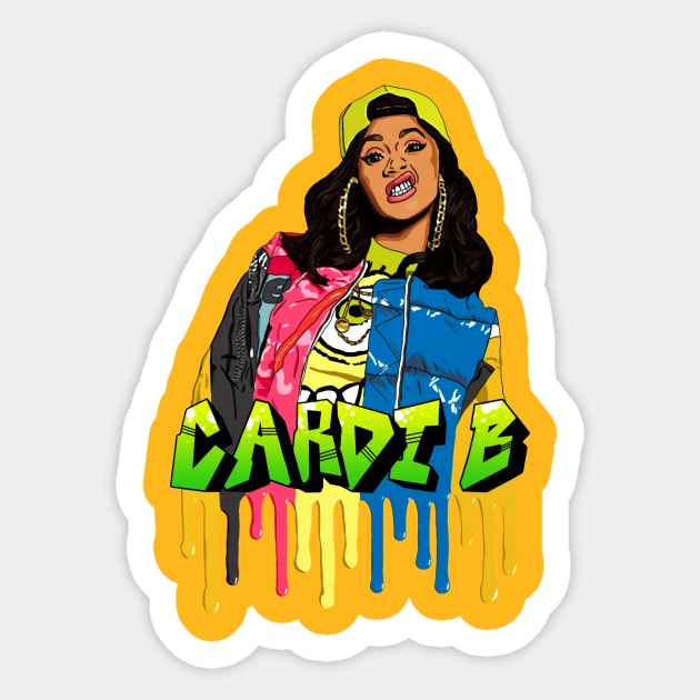 Cardi B Colorful Vintage - Cardi - Sticker | TeePublic