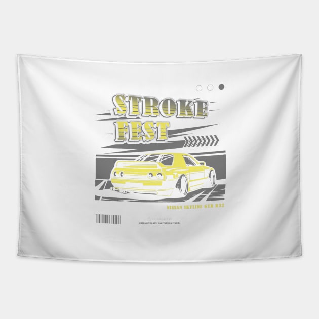 R32 skyline GTR Godzilla jdm poster - Car - Tapestry | TeePublic