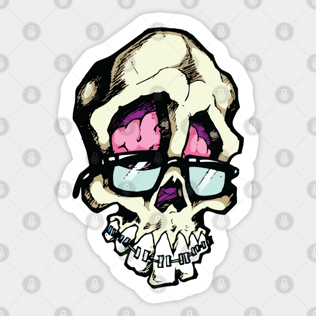 Nerd Skull - Skull - Sticker | TeePublic