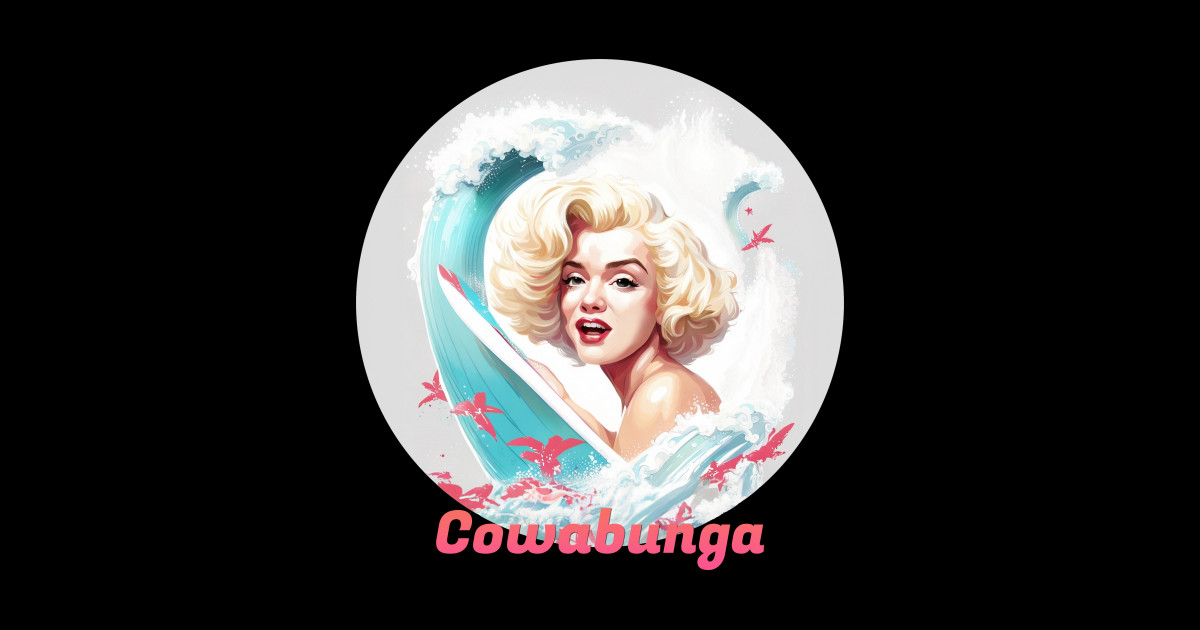 Cowabunga Pin up Surf - Retro Pin Up Surfing - Sticker | TeePublic