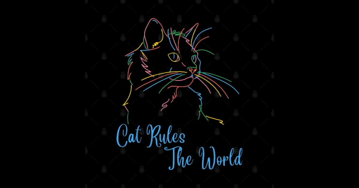 Cat Rules The World - Cat - Sticker | TeePublic