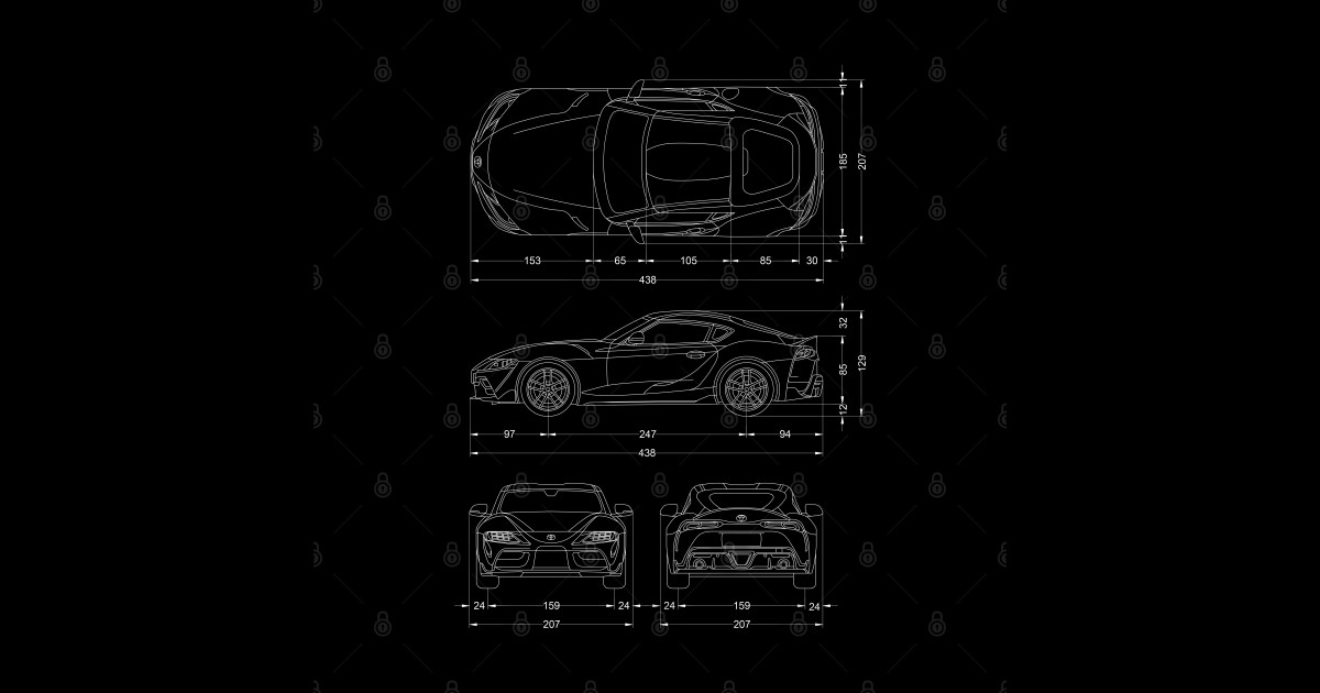 Toyota Supra MK5 Minimalist JDM Automotive Blueprint Style - Toyota ...
