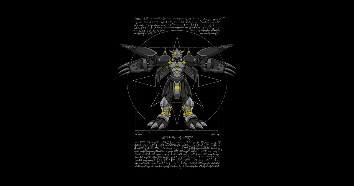 Vitruvian Black Mega level - Digimon - Sticker | TeePublic