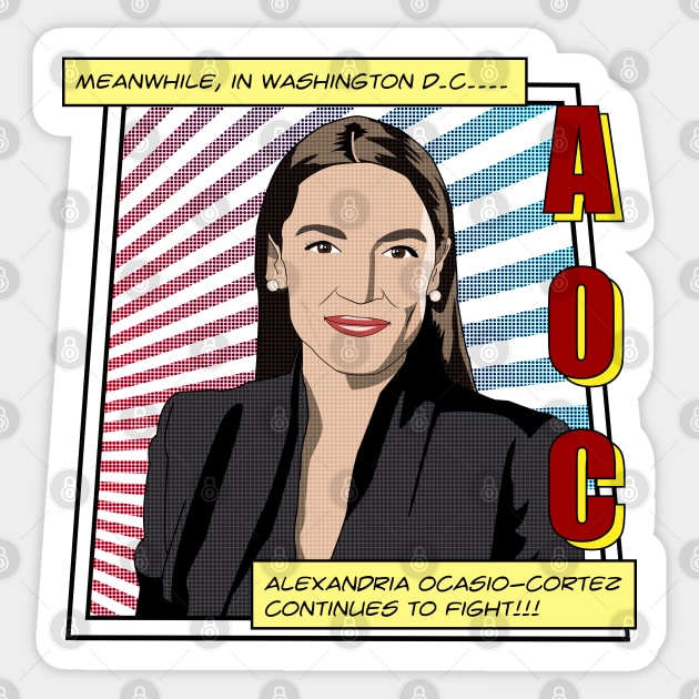 Alexandria Ocasio-Cortez Comic - Aoc - Sticker | TeePublic