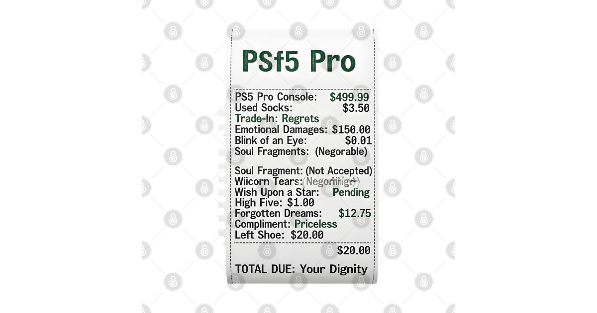 Funny PS5 Pro Receipt Design - Receipt - T-Shirt | TeePublic