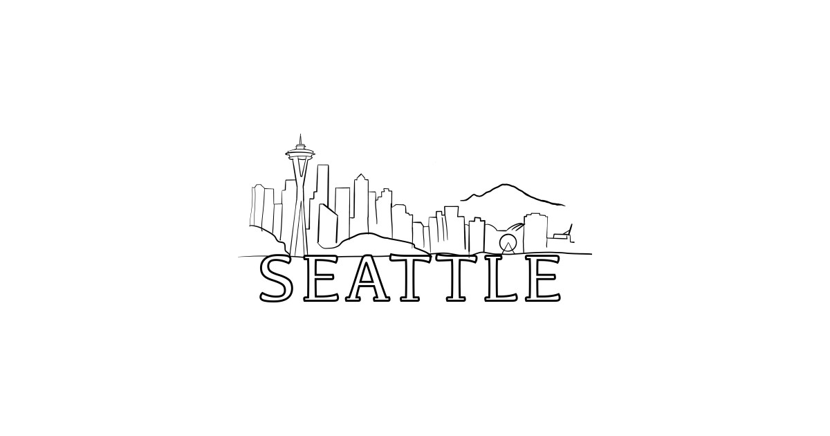 Line outline of the Seattle Skyline - Seattle Skyline - T-Shirt | TeePublic