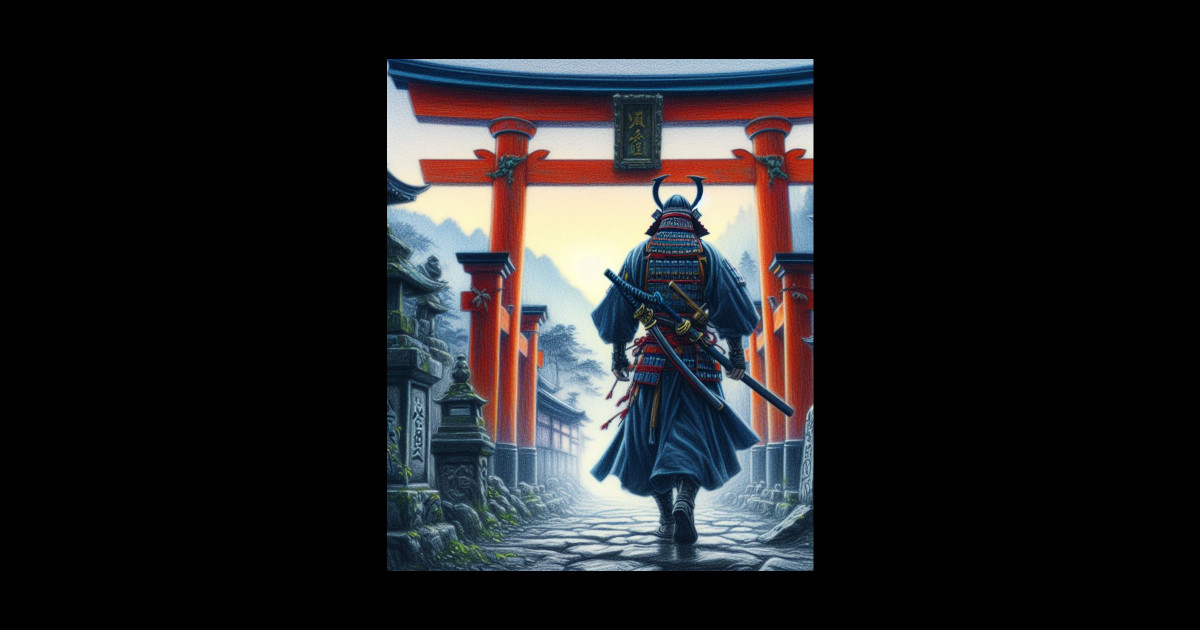 Samurai entering through Torii Gate - Samurai - Posters and Art Prints ...