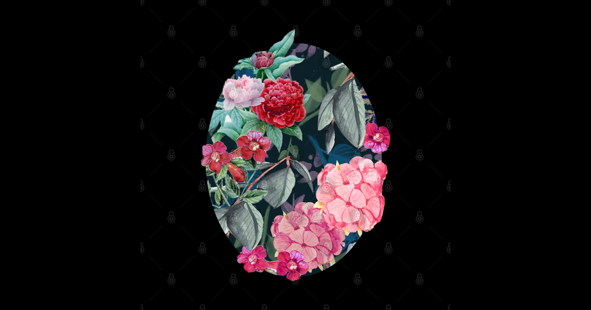 Floral on Dark Background - Graphic Design - Sticker | TeePublic
