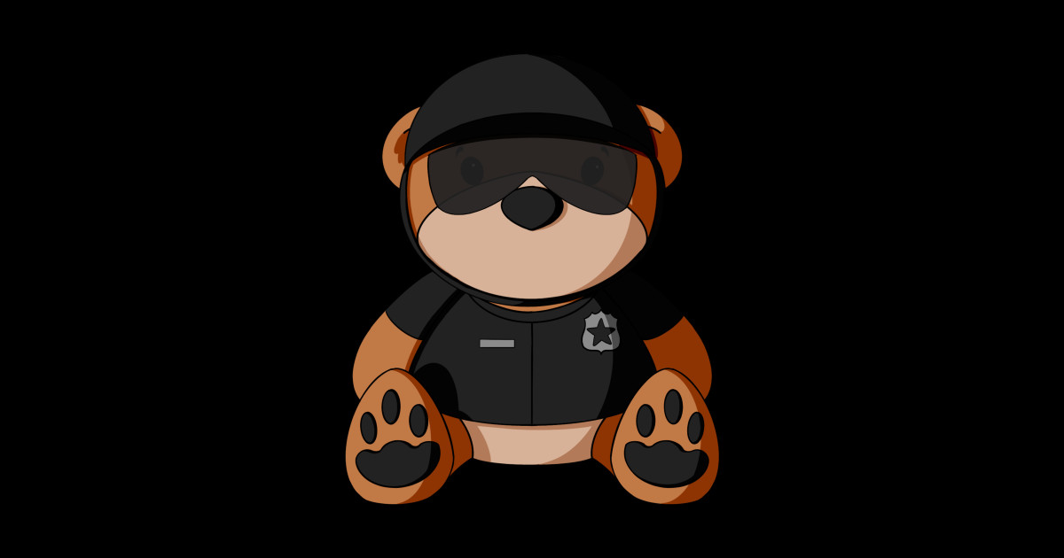 Black Uniform Police Teddy Bear - Police - Sticker | TeePublic